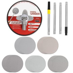 𝙐𝙥𝙜𝙧𝙖𝙙𝙚 wall sander for painting prep,9 inch drywall sander with extension pole for wall cleaning and polishing,360 circular radial sander + 25pcs wall sanding discs