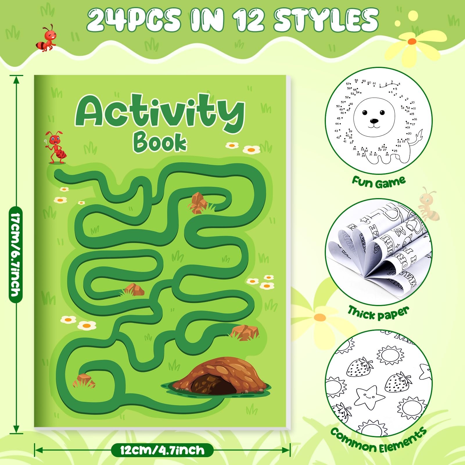 BenLouis 24 Mini Activity Books for Kids ages 4-8-12 Mini Fun Games Puzzle Books Bulk Include Mazes Word Search and More for Preschool Classroom Learning Travel Busy Party Favors Goodie Bags