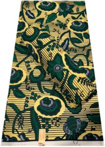 generic polyester african wax prints fabrics/cotton blend african wax print - green, ivory-cream,white,dark-blue,black - sell by 6 yards-for men and women- for dresses and shirt