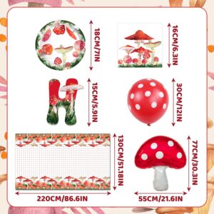 44 PCS Mushroom Birthday Party Decorations, Mushroom Party Favors Supplies Mushroom Birthday Banner Mushroom Balloons Mushroom Tablecloth Mushroom Plates and Napkins for Kids Boys Girls Baby Shower