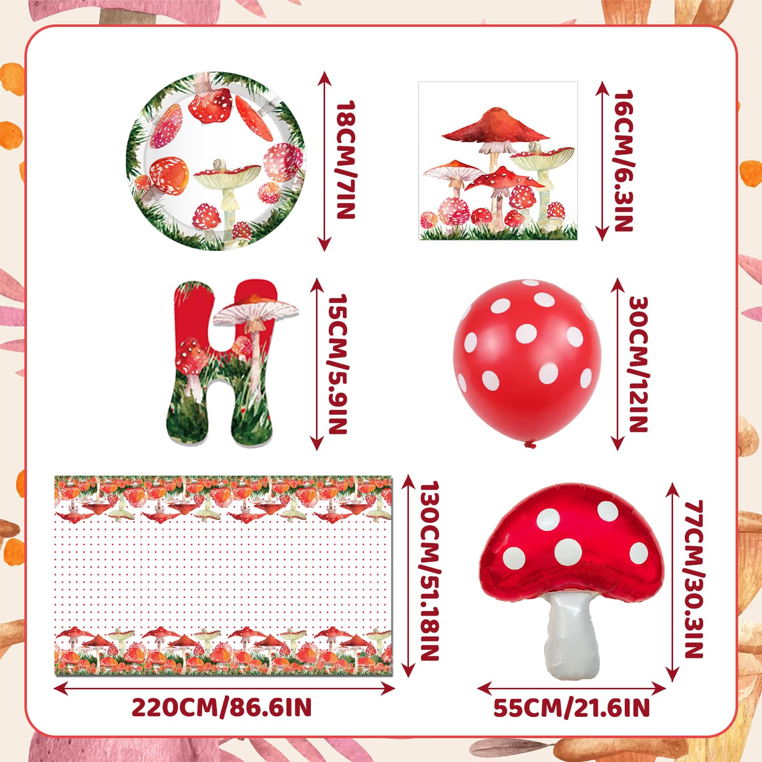 44 PCS Mushroom Birthday Party Decorations, Mushroom Party Favors Supplies Mushroom Birthday Banner Mushroom Balloons Mushroom Tablecloth Mushroom Plates and Napkins for Kids Boys Girls Baby Shower