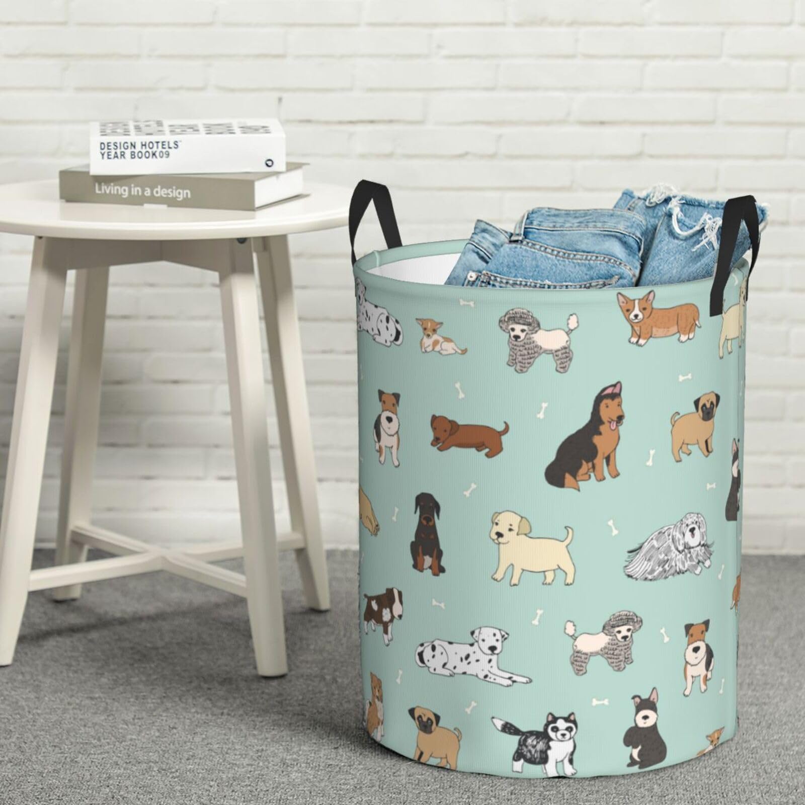 Gbuzozie Cute Puppy Dog Animal Round Laundry Hamper Storage Basket Toys Clothes Organizer Bin For Home Bathroom Bedroom Dorm Nursery, 62l