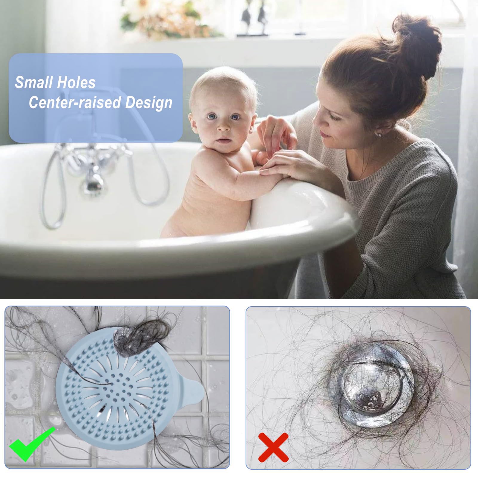 Drain Hair Catcher Shower Drain Cover Bathroom Tub- Silicone Shower Hair Drain Catcher for Bath Tub, Sink Stopper, Bathtub, Shower Hair Catcher Sink Cover to Help Prevent Clogging