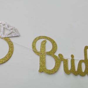 Pre-Strung Bride to Be Banner for Bridal Shower Decoration Bachelorette Party Banner Wedding Engagement Party Supply Gold Glitter Paper Sign