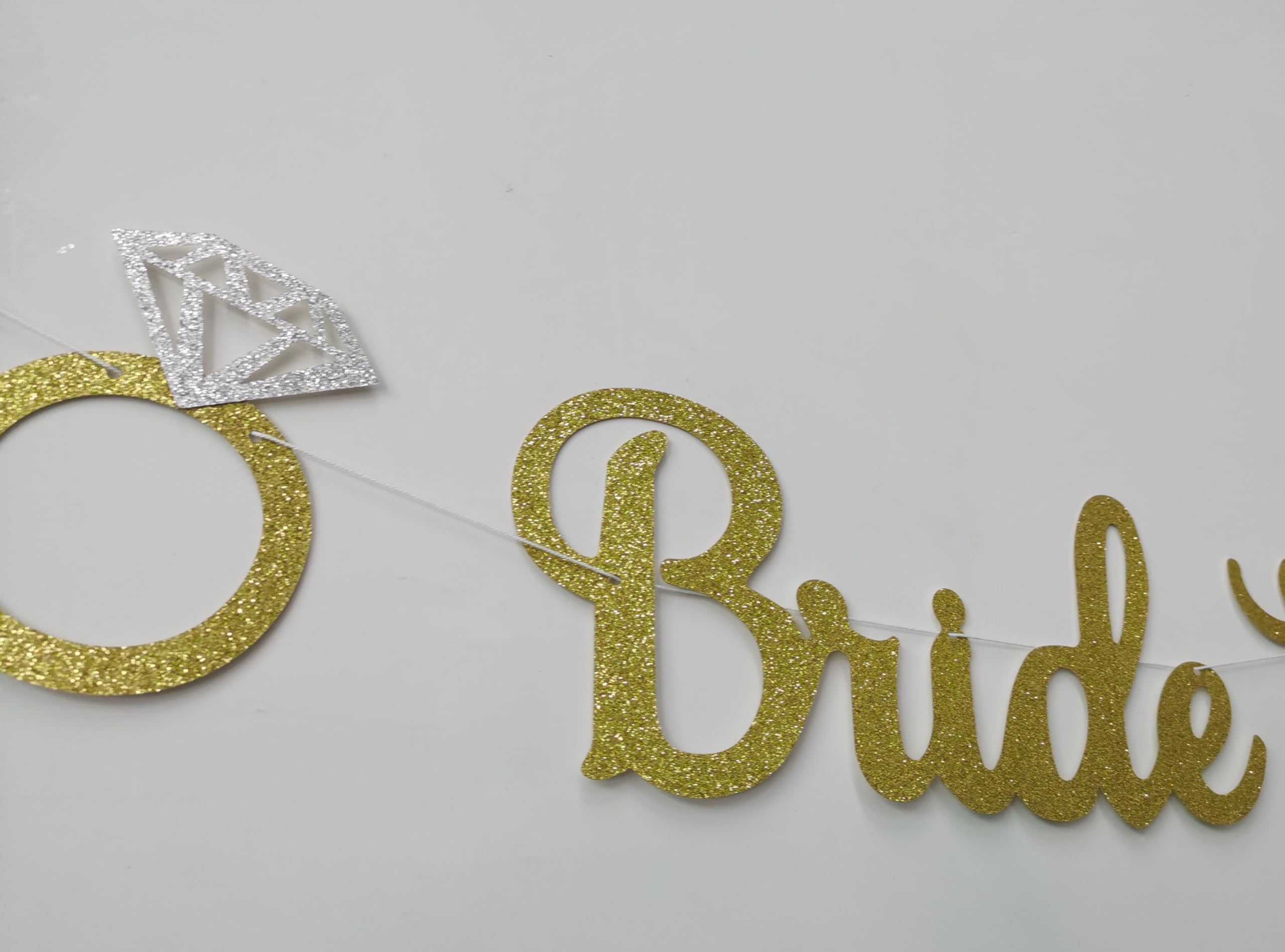 Pre-Strung Bride to Be Banner for Bridal Shower Decoration Bachelorette Party Banner Wedding Engagement Party Supply Gold Glitter Paper Sign