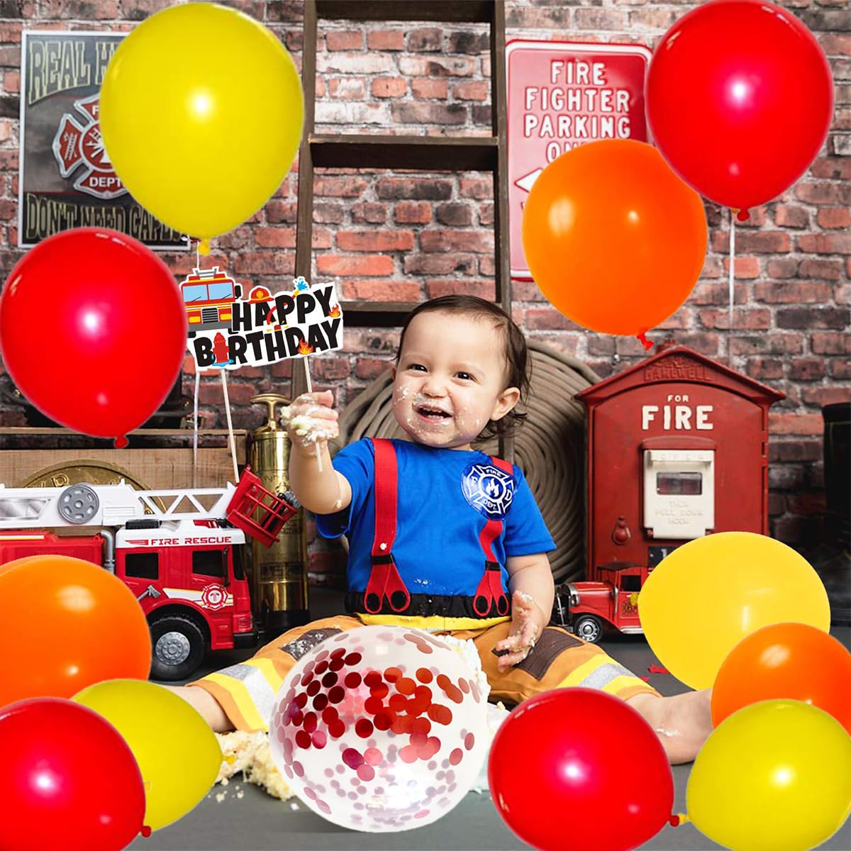 Red Yellow Orange Balloon Garland Arch Kit, 117PCS Red Orange Balloons Yellow Red Balloons Fall Party Decors for Boys Firefighter Fire Truck Birthday Baby Shower Wedding Party Decorations