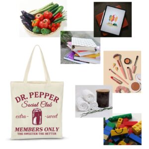 ZJXHPO Soda Social Club Tote Bag Soda Reusable Grocery Shopping Bag Soda Addict Gift Soda Lovers Gift (Member Only Tote)