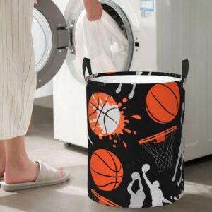 Gbuzozie Sport Basketball Pattern Round Laundry Hamper Storage Basket Toys Clothes Organizer Bin For Home Bathroom Bedroom Dorm Nursery, 62l