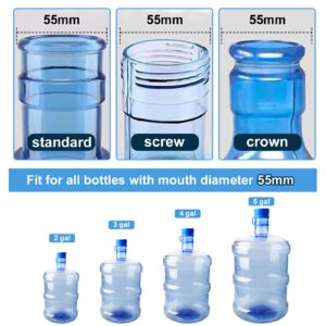 5 Gallon Water Jug Cap 8 PCS Reusable Water Bottle Spout Replacement Lids for 55mm Water Bottles Jug Seal with Strap Non Spill Silicone Water Bottle Cap