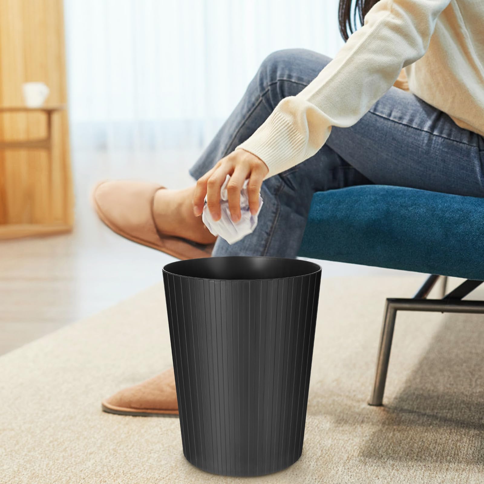 HEALLILY Small Trash Can Wastebasket Garbage Can Container Bins for Bathrooms, Laundry Room, Kitchens, Offices, Kids Rooms, Dorms