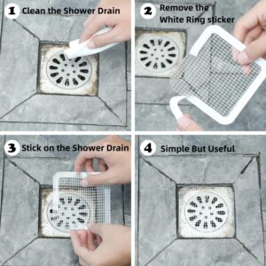 Shower Drain Hair Catcher Mesh Stickers - 2024 New Strong Adhesive Drain Cover Hair Collector, Disposable Shower Drain Hair Catcher Mesh Stickers for Bathtub Kitchen Sink (50PCS)