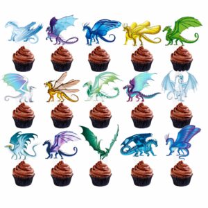 dragon baby shower decoration 48pcs colorful dragon cupcake toppers flying dragon cupckae toppers for dragon themed baby shower dragon birthday party decoration supplies