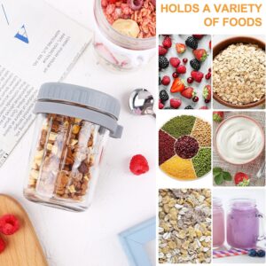 Vaootop 4-pack 16 oz Overnight Oats Containers with Lids and Spoons, Glass jars with Airtight Lids, Wide mouth Mason Salad jars, Glass Food Storage Containers for Snacks Yogurt Spice Sugar