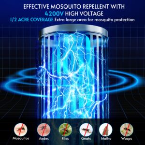 kuyvg Bug Zapper Indoor - Bug Zapper Mosquito Zapper 4200V Fly Zapper Outdoor Mosquito Killer Fly Traps Insect Killer for Home Patio Camping, Plug-in with 4.92 Ft Cord (Replacement Bulb Included)