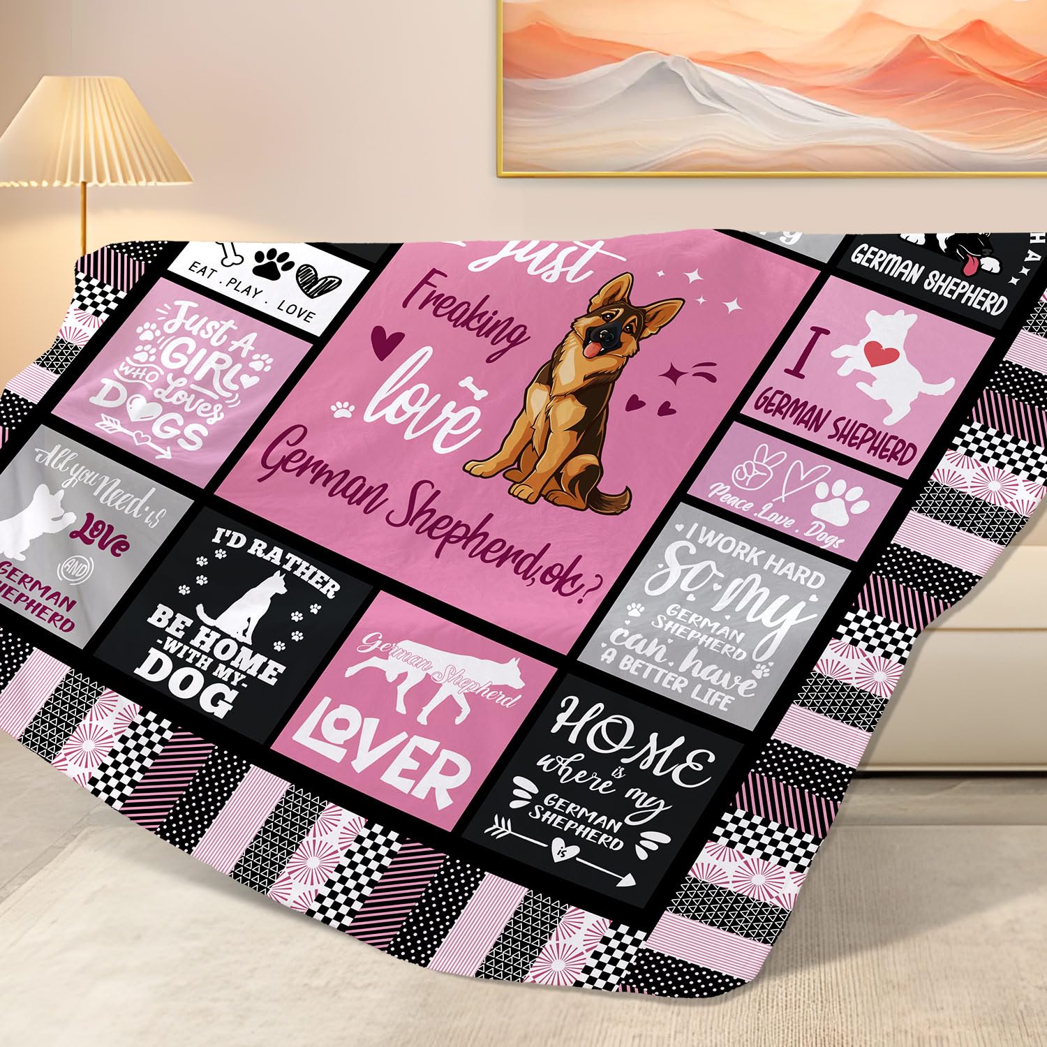 standhustle Blanket for German Shepherd Lover Gifts for German Shepherd Mom - 50" X 60" I Just Freaking Love German Shepherd - Birthday Present for Dog Mom Lover Girls