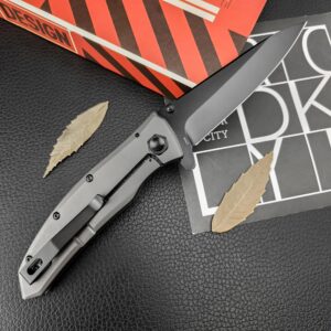 Goshawk EDC Folding Pocketknife, 2.67" 440C Steel Plain Edge Blade Stainless Steel Handle, Assisted Opening, Frame Lock,Tactical knife for Camping, hunting (3.5 inch)