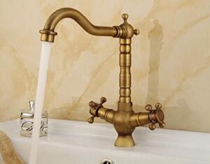 kitchen taps basin faucets antique brass bathroom sink faucet spout double cross handle bath kitchen mixer hot and cold tap