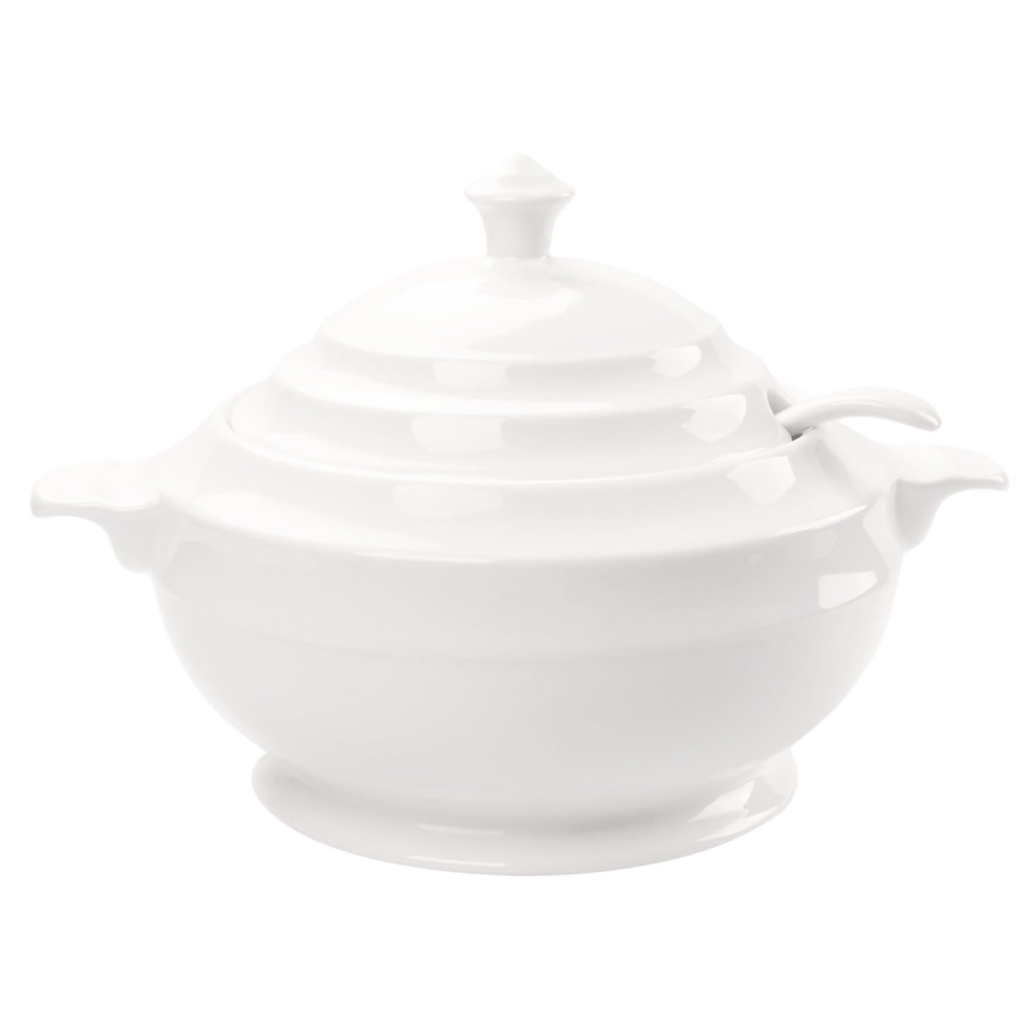 jinsongdafa Casserole Dish with Serving Handle, Soup pot 1.6-quart, French White Ceramic Tureen with Lid and Ladle, for Dinner and Party, Microwave, Dishwasher, Oven Safe 10.2 Inch