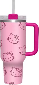 generic insulated tumbler, 1 sets 40 oz tumbler with handle and straw lid, insulated cup reusable stainless steel water bottle mug cups,40 oz tumbler with handle, pink kitty (pink)