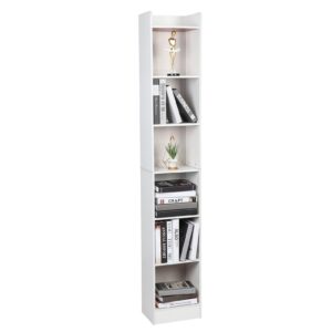 worparsen 70.9 inch tall narrow bookcase,floor standing storage cabinet,corner bookshelf with storage,6 tier cube display shelves,tall narrow bookcase display bookshelf for home office white