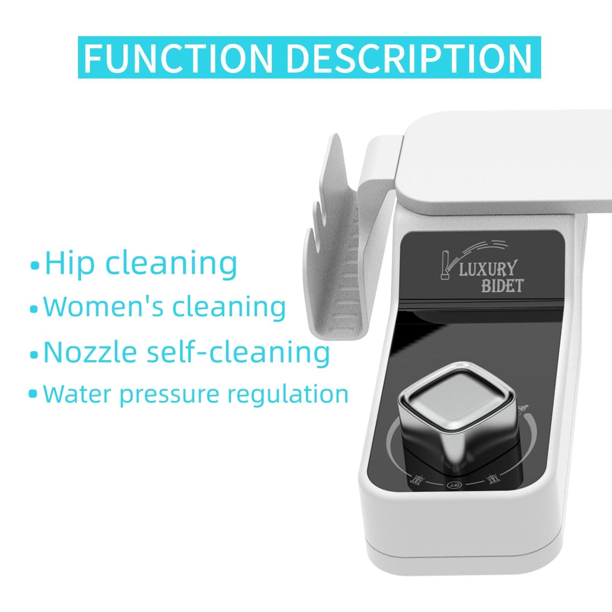 Bidet Toilet, Toilet Bidet, Bidet Toilet Seat, Ultra-Slim Self Cleaning, Dual Nozzle (Frontal & Rear Wash) Fresh Cold Water Pressure Adjustable, Non-Electric Bidet Attachment for Toilet Foldable