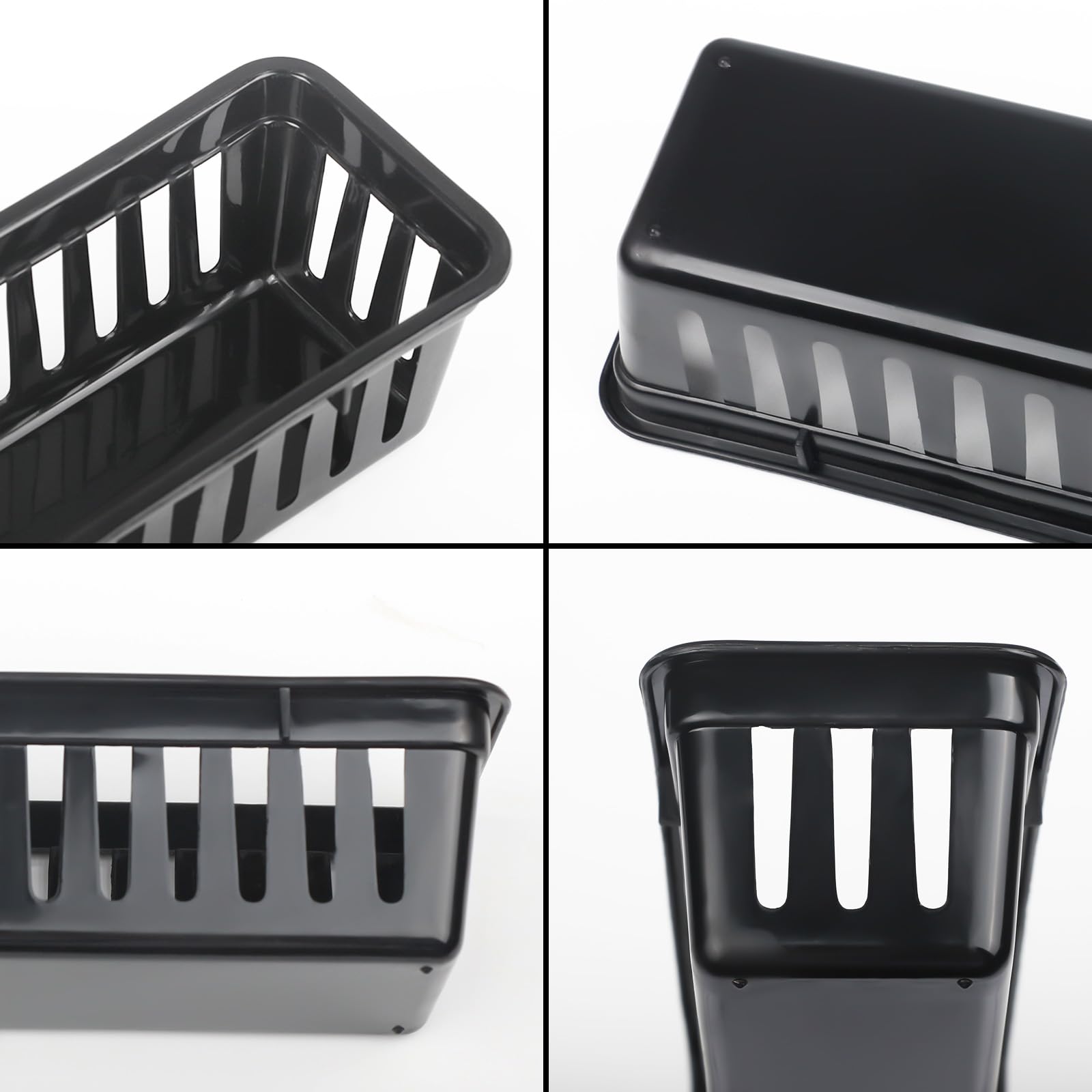 12PCS Stackable Storage Baskets, Drawer Storage Baskets and Trays, Slim Container Organizer for Desk, Vanity, Bedroom,Bathroom, Kitchen and Garage - Black