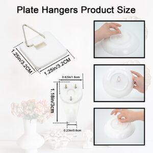 KAHIT Plate Hangers for The Wall, Adhesive Picture Hangers Plate Wall Hangers for Display Plate Holders for Displaying On Wall Plate Hangers Adhesive Plate Hanger with Invisible Nails 20 Pack