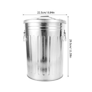 STOBAZA Stainless Steel Trash Cans with Lid: Outdoor Dog Poop Garbage Can 8L Farmhouse Retro Metal Waste Bin Round Wastebasket Flowerpot for Home, Office, Kitchen