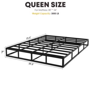 YORMDMO 7 Inch Queen Box Spring, High Profile Queen Size Box Spring Only, Sturdy Metal Frame Mattress Foundtion, Easy Assembly, Noise-Free