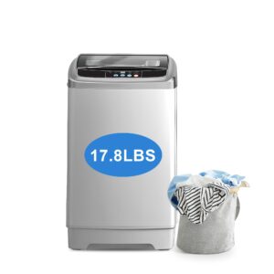 tymyp small washer machine for apartment, washer and dryer combo with led display, 17.8lbs apartment washing machine with 10 washing programs, transparent grey