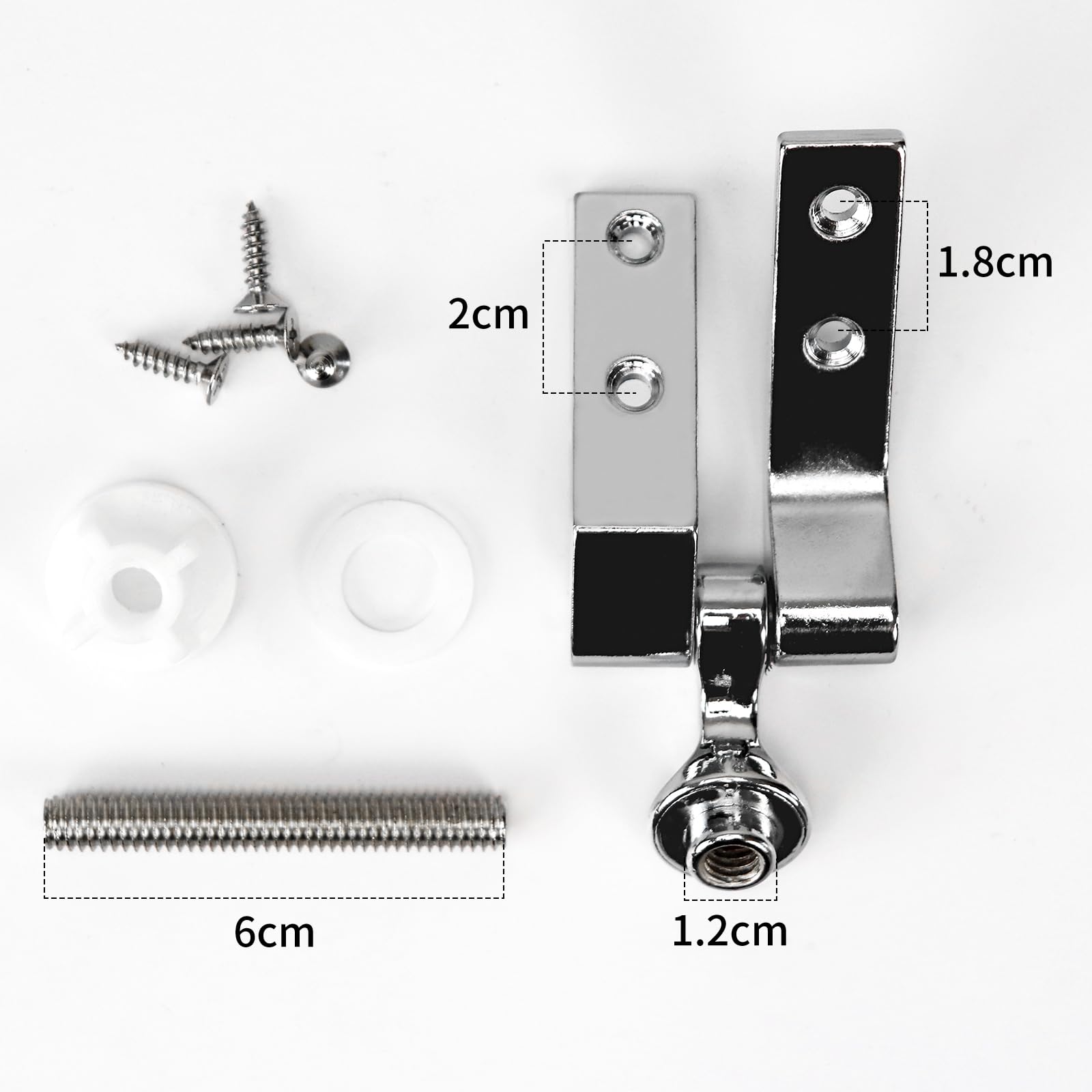 Meaferks Universal Toilet Seat Hinges, Chrome-plated metal Hinges, Toilet Seat Bolts Screws Nuts, Solid and Sturdy Toilet Seat fittings, Easy Installation, 1 Set (MFH02)