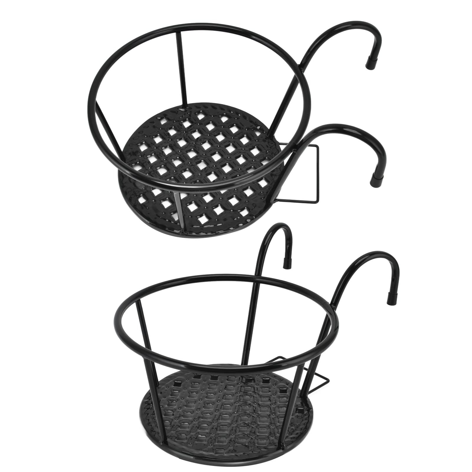 2pcs Hanging Basket Hanging Railing Multipurpose Iron Art Hanging Baskets Hanging Railing Plant Holder Flower Pot Holders for Patio Balcony Porch