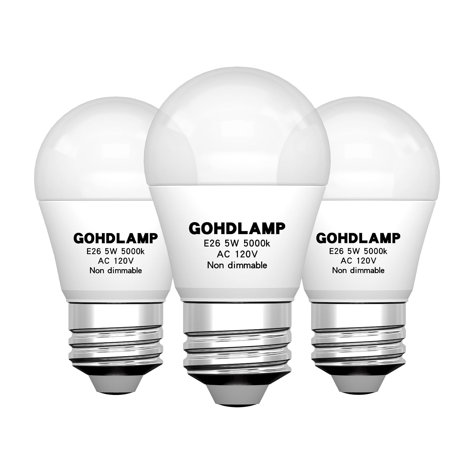 GOHDLAMP LED Refrigerator Light Bulb 5W 50Watt Equivalent,Waterproof Replacement for Frigidaire,120V E26 A15 Freezer Light Bulbs Daylight White 5000K 500 Lumen,Non-dimmable, 3 Packs