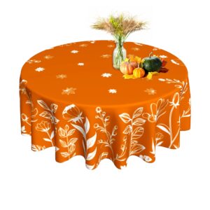 korvita fall round tablecloth 60 inch thanksgiving autumn harvest orange wild flowers table washable microfiber tablecloth decorative table covers for picnic party