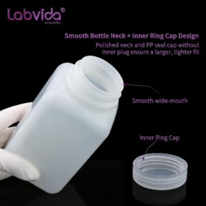 Labvida Square Reagent Bottle HDPE Wide Mouth Plastic Bottle, 2 pcs of 1000ml Sample Sealing Storage Container for Laboratories, Classrooms, or Storage at Home, LVAM003