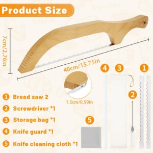 Zyuoel Wooden Bread Knife for Homemade Bread, 15.7" Bread Bowl Knife Right Handed Sourdough Bread Knife, Bread Bow Knife Bread Saw Kitchen Gift