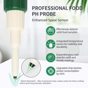 RAINLEOTI Digital pH Meter for Food,Food PH Tester 2 Probe 0.01 Resolution High Accuracy Digital PH Meter with Backlit LCD Display & ATC for Meter,Sourdough,Fruit,Cheese,Bread,Soft Soil Water&Solution