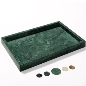 ymxyjm 100% natural marble tray for bathroom, genuine marble stone vanity tray, luxury storage trays for kitchen, vanity, home decor, dresser, non-resin/non-ceramic, 12"x 8"x 1.2", dark green