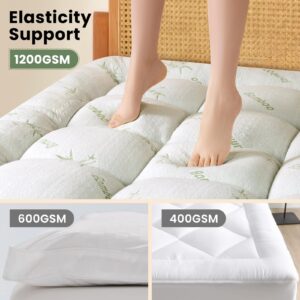 LIANLAM Mattress Topper King,1200 GSM Cooling Mattress Pad,Extra Thick Pillow Top Mattress Topper for Back Pain,Soft Mattress Protector Cover with 8"-21" Deep Pocket