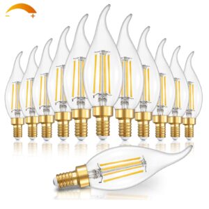 weddeg E12 LED Candelabra Bulbs 40 Watt Equivalent, Dimmable 2700K Warm White LED Candle Light Bulbs, 460LM 4W Flame Tip CA10 Chandelier Light Bulbs, 90+CRI, 12-Pack