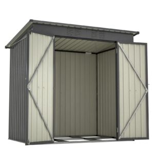 CHUNLY 6 x 4 ft Outdoor Storage Shed with 2 Double Hinged Door & Floor Base, All Weather Tool Shed Outdoor Storage Lockable Garden Shed Storage Room for Garden Patio Backyard Lawn Black