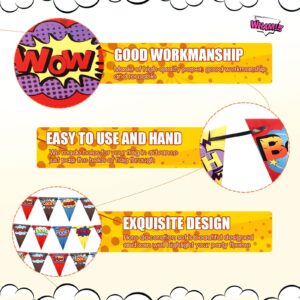 Breling 8 Pcs Hero Birthday Party Banner Hero Birthday Party Decorations Hero Paper Pennant Banner Garland Decor for Kids Boys Birthday Party Supplies Baby Shower Wall Decoration