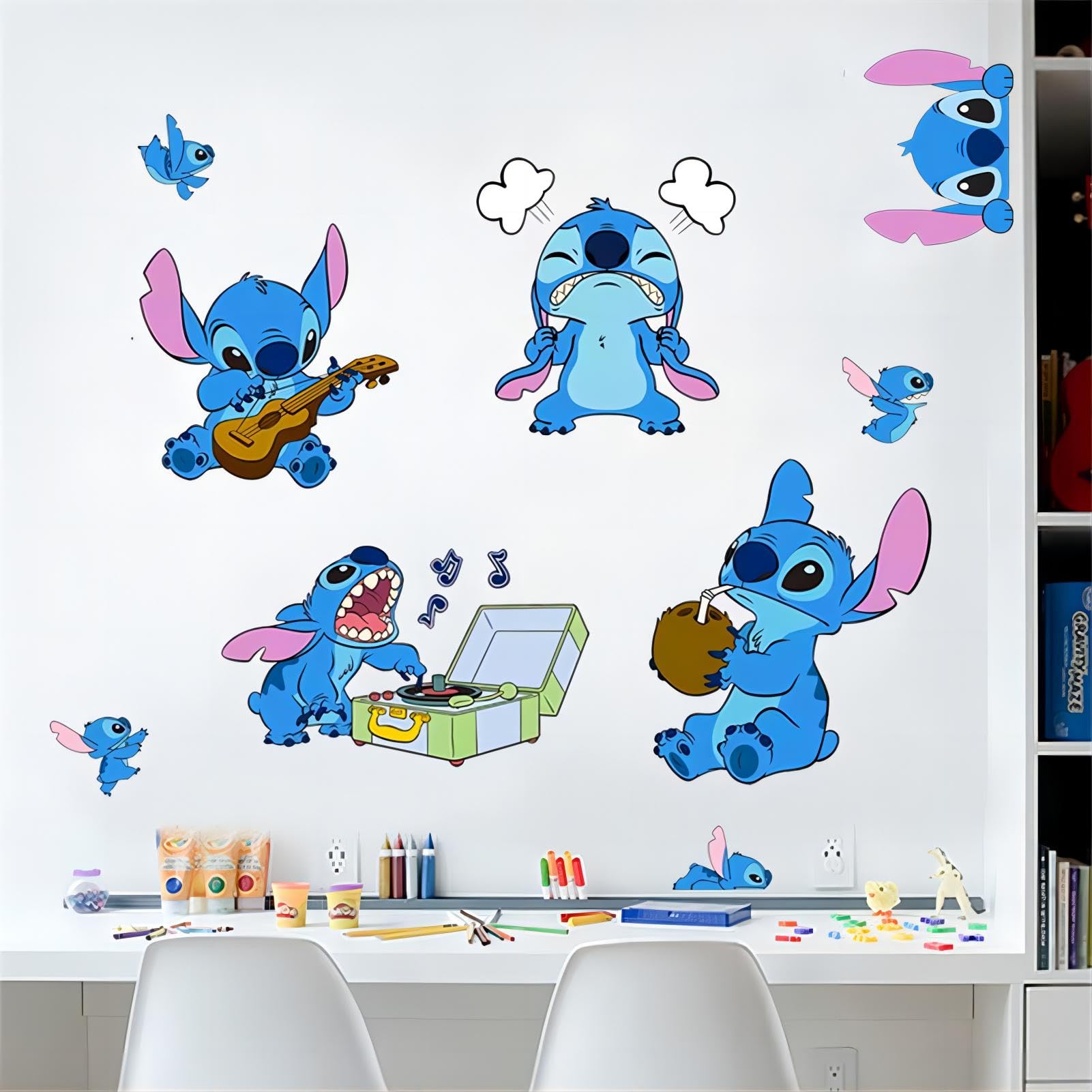 CRYTORON Lilo and Stitch Wall Stickers Disney Cartoon Wall Decals DIY Peel and Stick Vinyl Wall Decor for Kid Girls Boys Bedroom Living Room House Fun (Size: 16×24 inch)