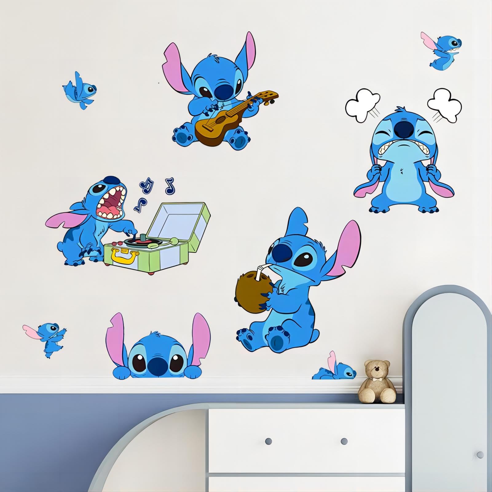 CRYTORON Lilo and Stitch Wall Stickers Disney Cartoon Wall Decals DIY Peel and Stick Vinyl Wall Decor for Kid Girls Boys Bedroom Living Room House Fun (Size: 16×24 inch)