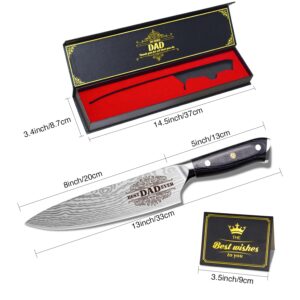 Mkeevee Fathers Day Dad Gift from Daughter Son Kids Dad Birthday Gift 8 inch Kitchen Knife Gift Set for Dad Professional Chef's Knife (Best Dad)