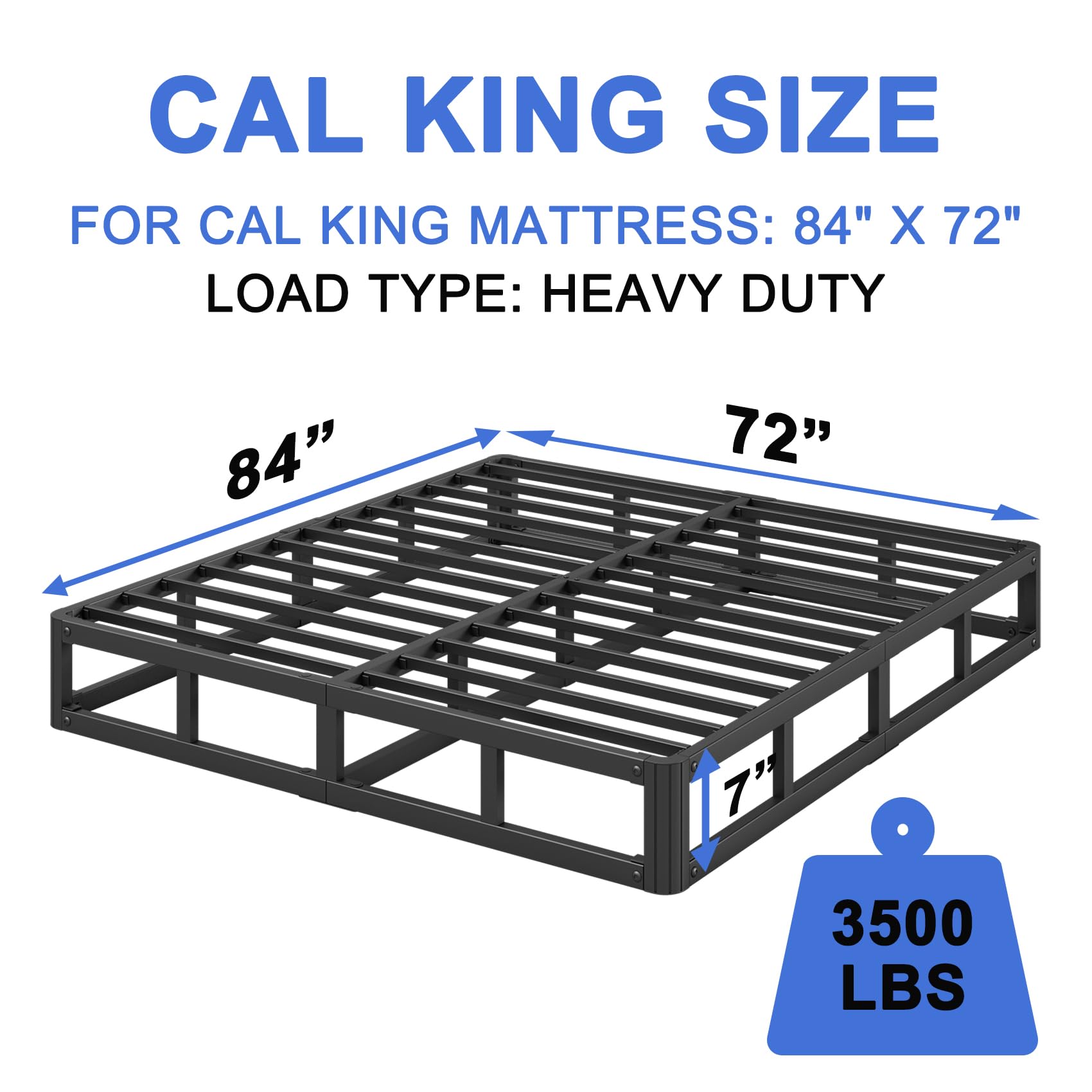 Hanidre 7 Inch High Metal California King Bed Frames, Heavy Duty Cal King Bed Frame No Box Spring Needed, Easy Assembly, Noise Free, Sturdy, Low Profile