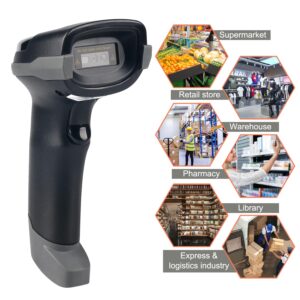 Wireless Barcode Scanner 1D 2D Handheld Bluetooth 2.4G Wireless USB Wired 3-in-1 CMOS Bar Code Reader PDF417 QR Code Scanner Work with Windows Android iOS SM2860BGD