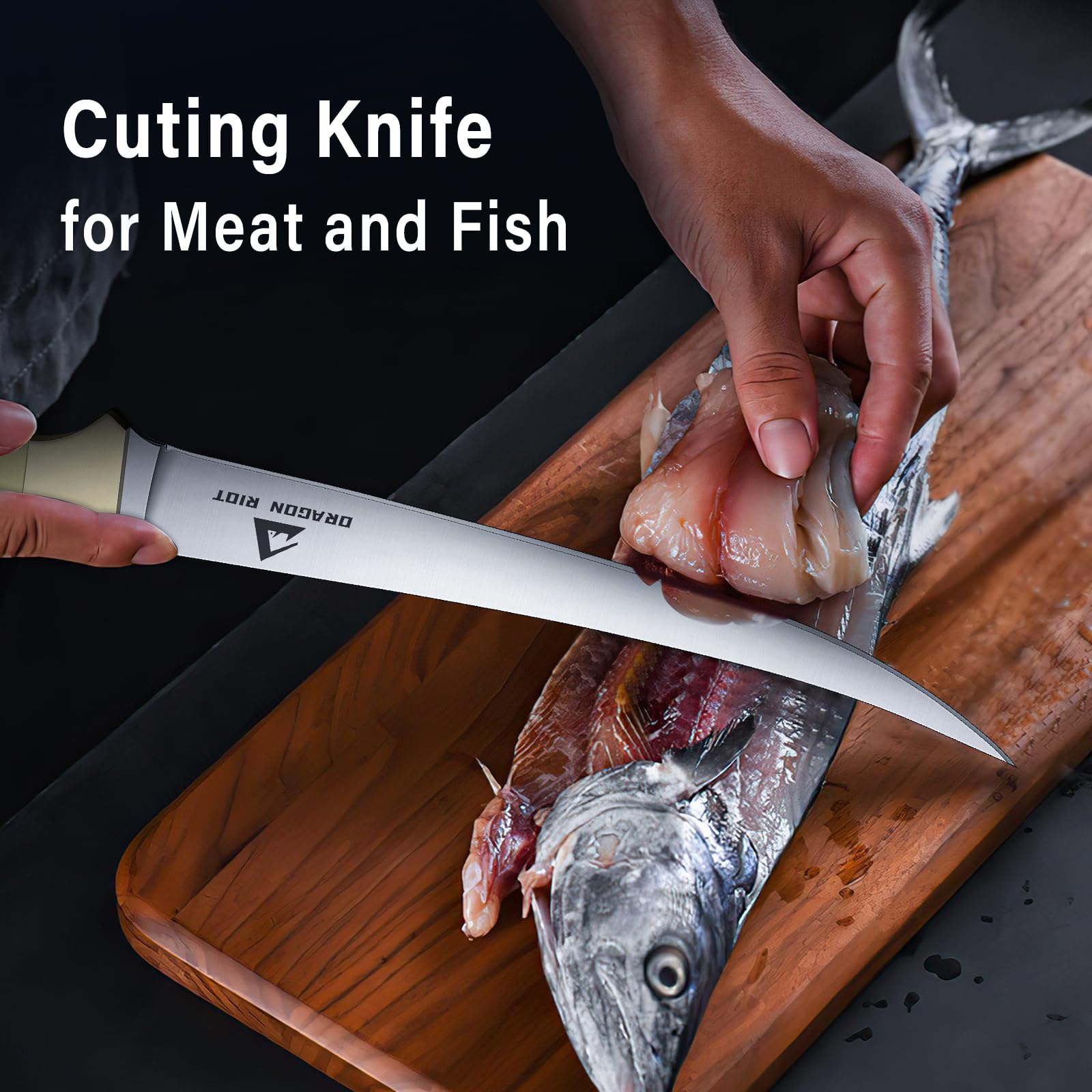 DRAGON RIOT Fillet Knife 6 inch Professional Boning Knife for Filleting Japanese Stainless Steel Fish Knife with Ergonomic Handle Super Sharp Boning Knife for Meat Poultry Cutting Indoor or Outdoor