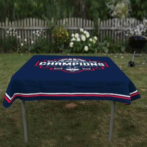 College Flags & Banners Co. Connecticut Huskies 2024 Basketball National Champions Logo Tablecloth or Table Overlay