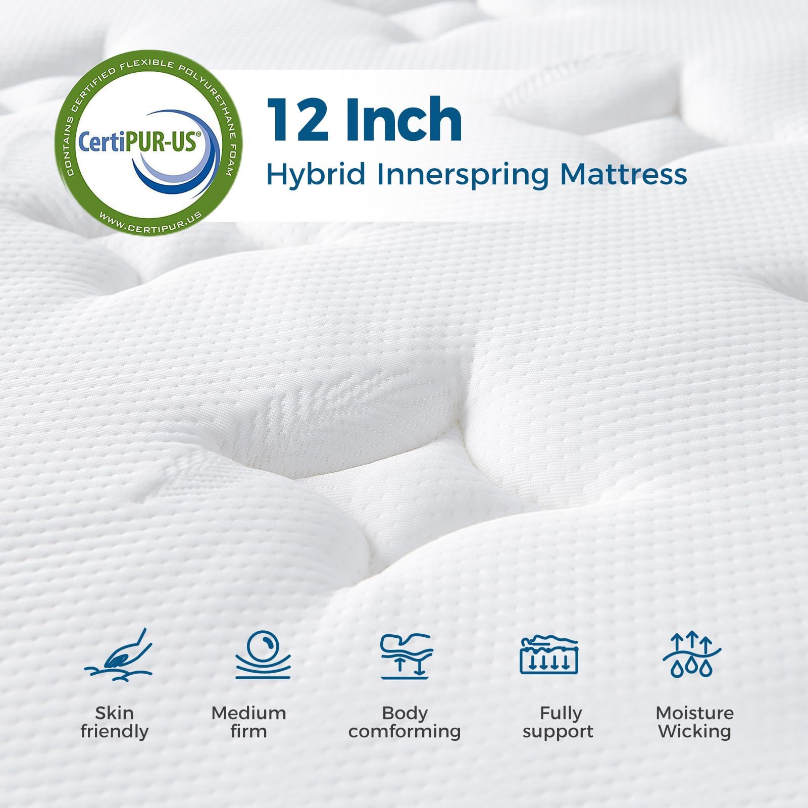 Eseren Twin Mattress, 12 inch Gel Memory Foam Hybrid Mattress, Individual Pocket Spring Twin Bed Mattress, Breathable - Medium Firm - Motion Isolation Twin Size Mattress, 75 x 39 x 12 Inch